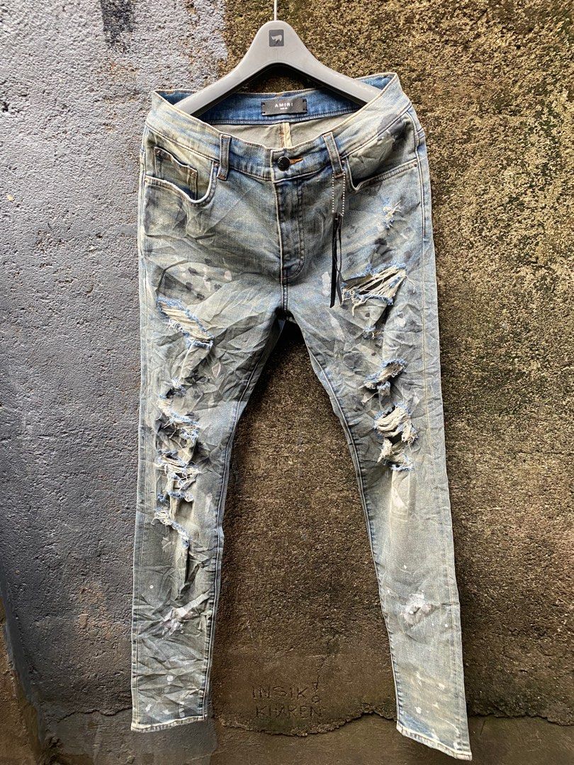 AMIRI paint splatter jeans, Men's Fashion, Bottoms, Jeans on Carousell