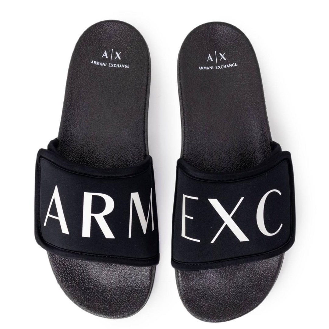 Armani Exchange Black Slides, Men's Fashion, Footwear, Flipflops and ...