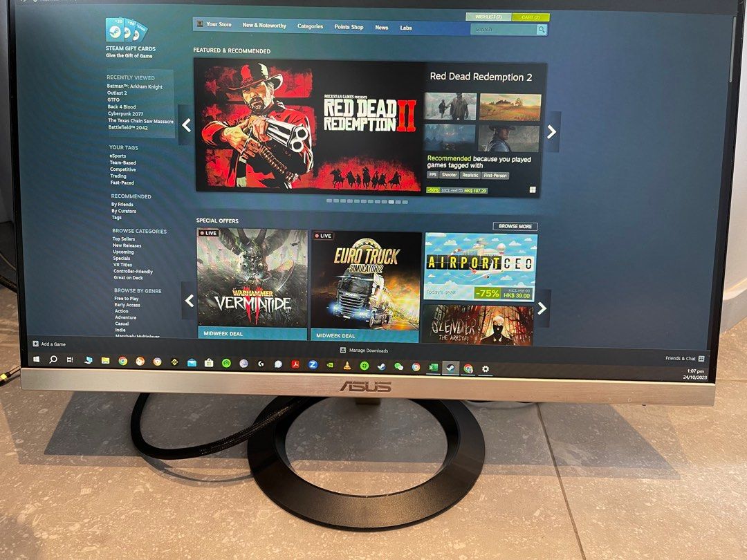 Asus VZ249 IPS 24吋電腦顯示屏 monitor 60HZ 超薄, 電腦＆科技, 電腦周邊及配件, 電子屏幕 - Carousell