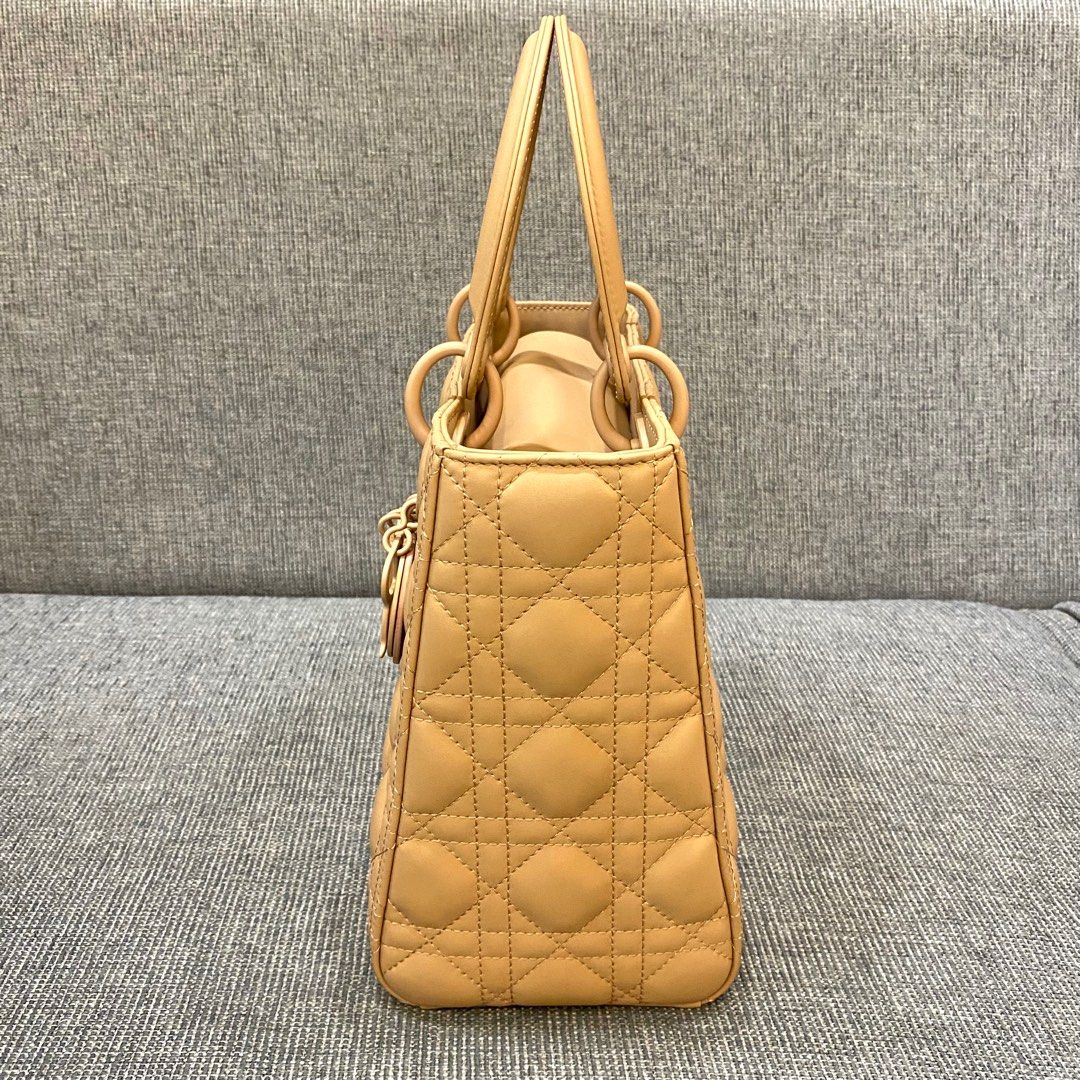 AUTHENTIC CD LADY DIOR ULTRA MATTE MEDIUM BAG IN BEIGE CANNAGE LAMBSKIN ...
