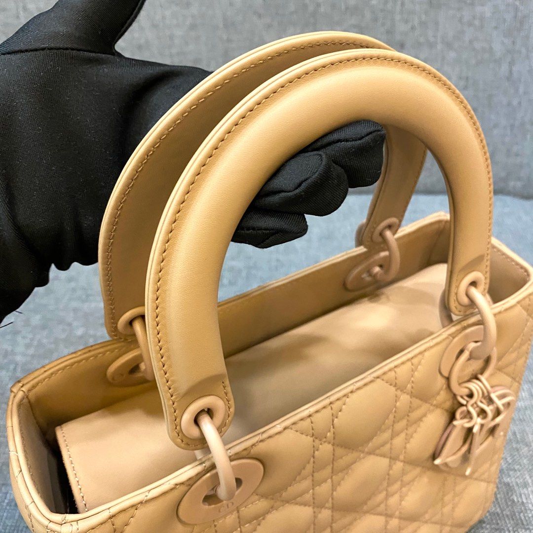 AUTHENTIC CD LADY DIOR ULTRA MATTE MEDIUM BAG IN BEIGE CANNAGE LAMBSKIN ...