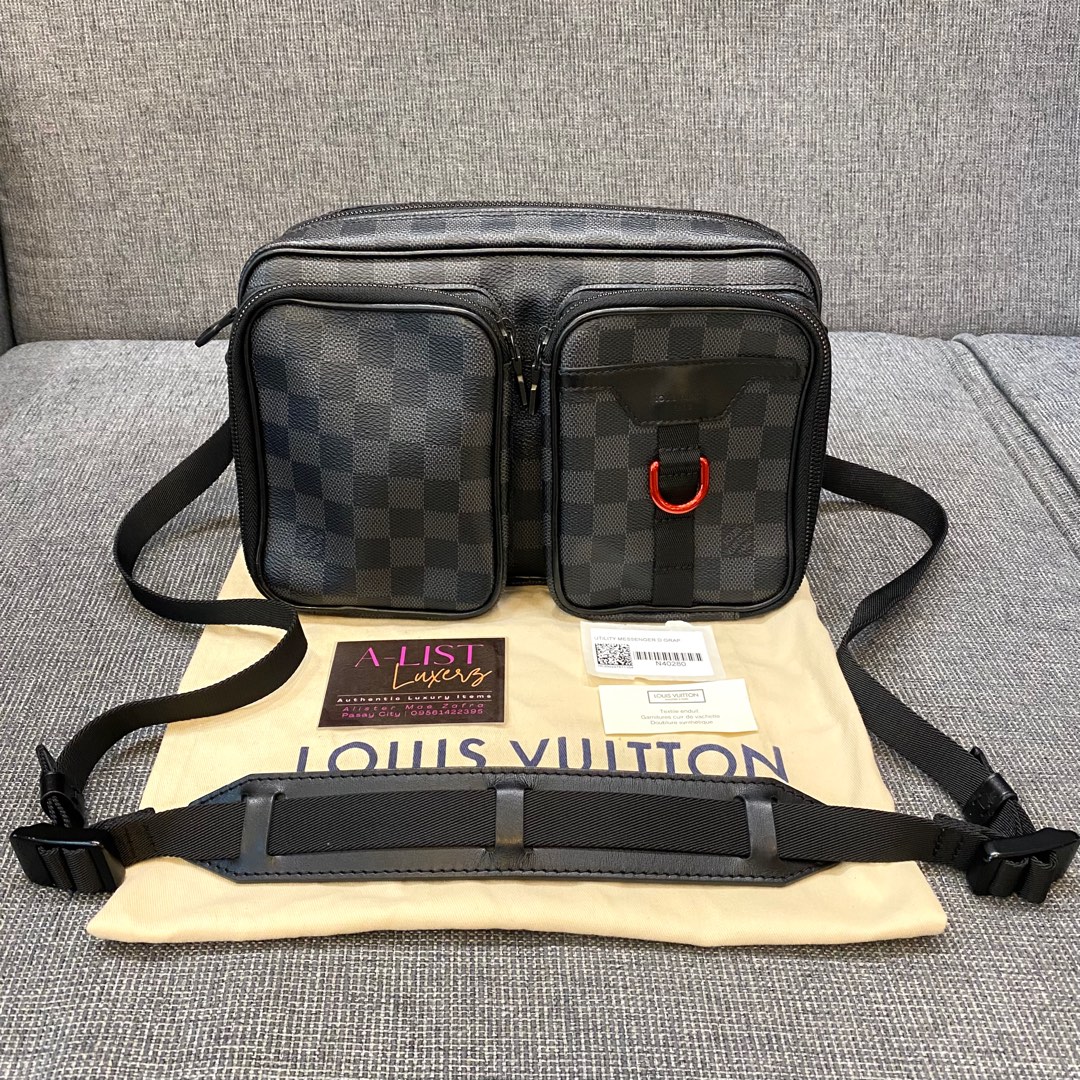 AUTHENTIC LV UTILITY MESSENGER BAG IN DAMIER GRAPHITE, Luxury, Bags ...