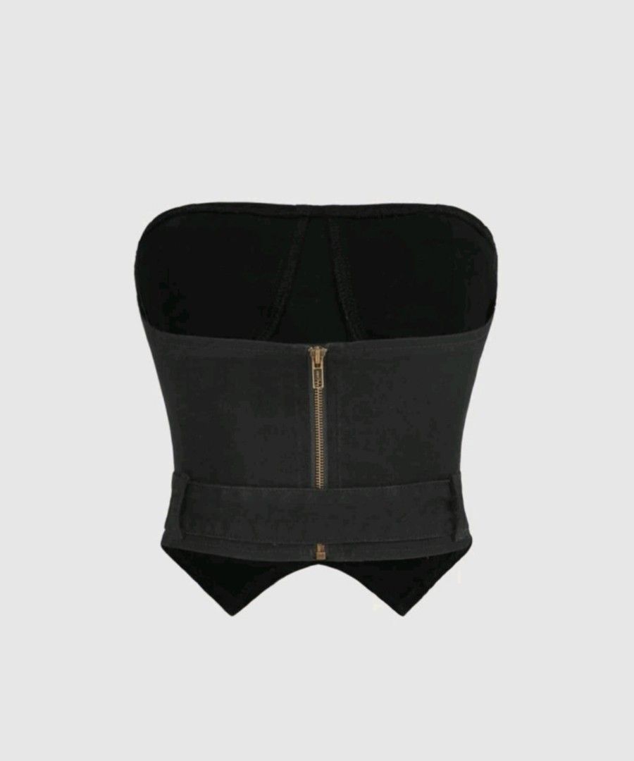 Black Corset Belted Tube Womens Fashion Tops Other Tops On Carousell