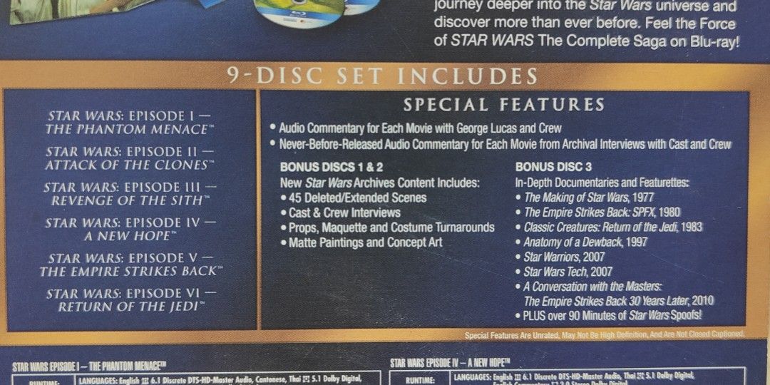 Blu-ray Star Wars The Complete Saga, Hobbies & Toys, Music & Media, CDs ...