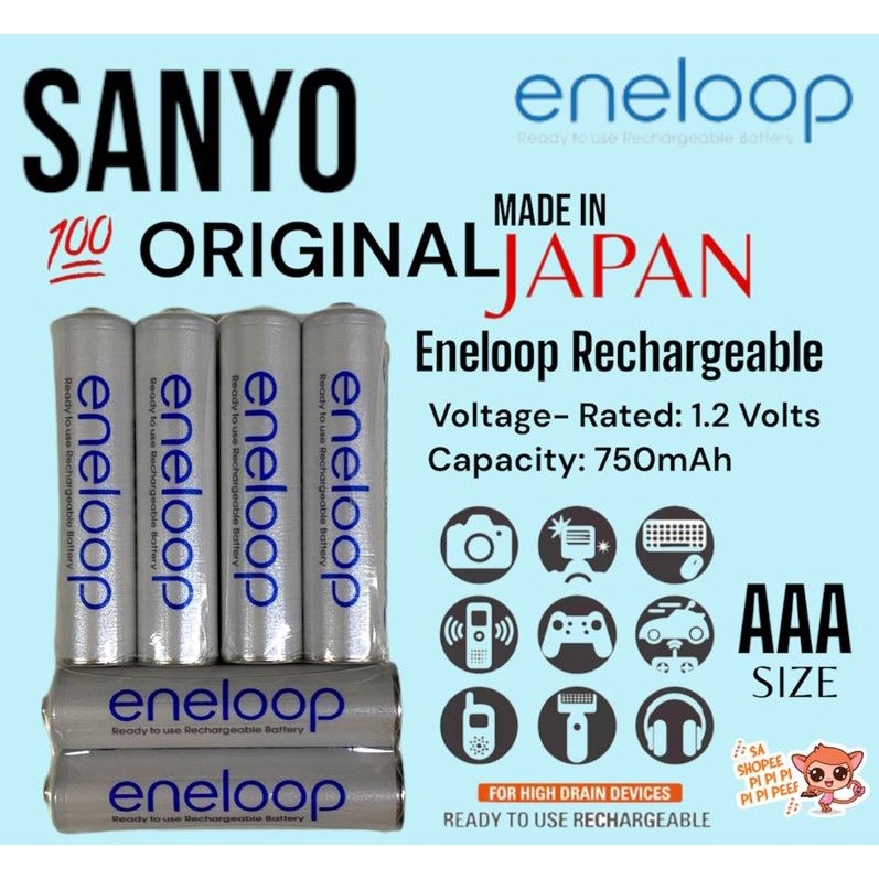 Brandnew Authentic Original Japan Made Sanyo Eneloop Rechargeable AAA ...