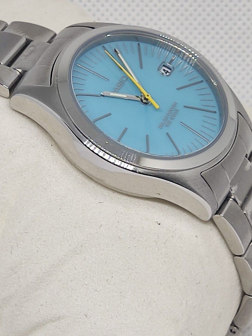 CASIO MMW-102 SOLAR POWER ANALOGUE WATCH JAPAN MODULE 3713 BLUE Dia ...