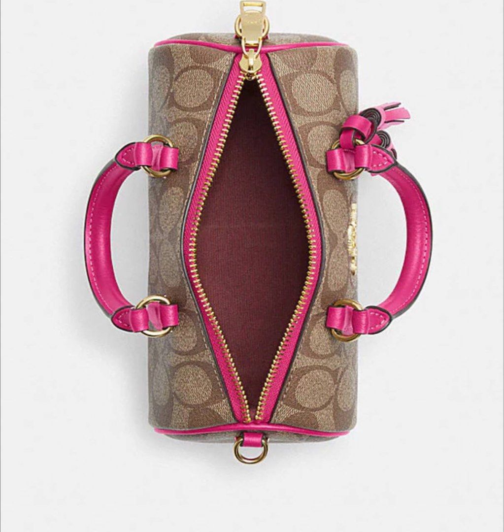 Coach Lacey in Signature Khaki/Cerise, Luxury, Bags & Wallets on Carousell