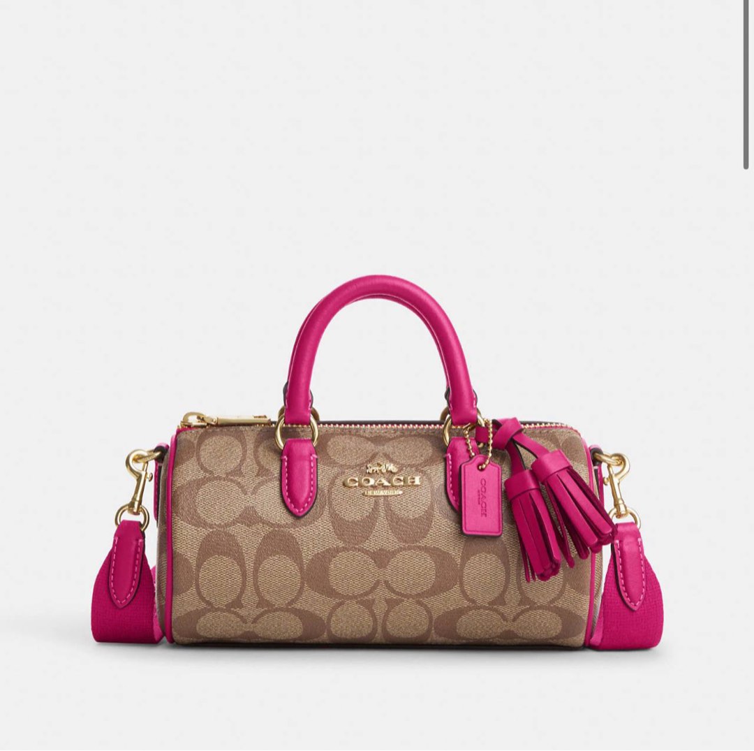Coach Lacey in Signature Khaki/Cerise, Luxury, Bags & Wallets on Carousell
