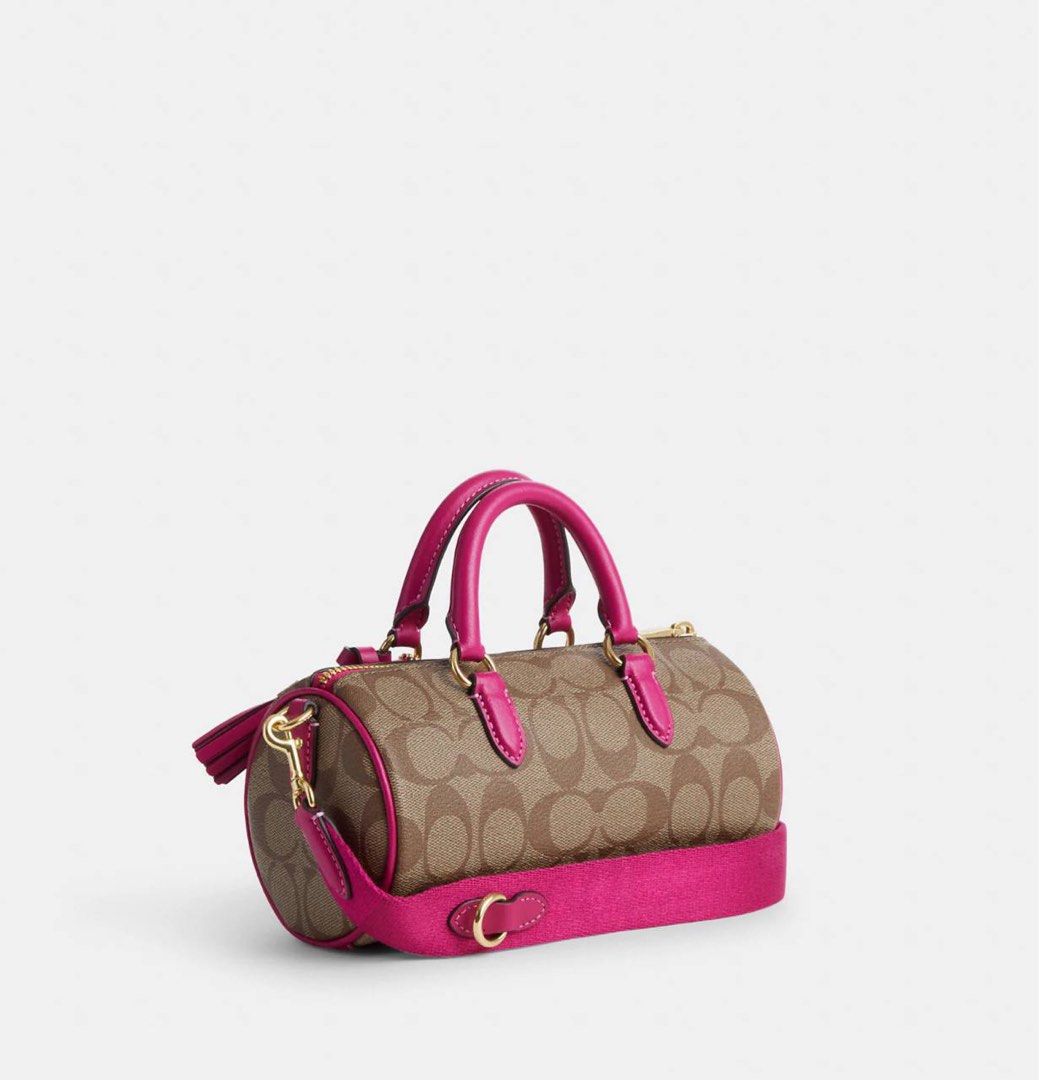 Coach Lacey in Signature Khaki/Cerise, Luxury, Bags & Wallets on Carousell