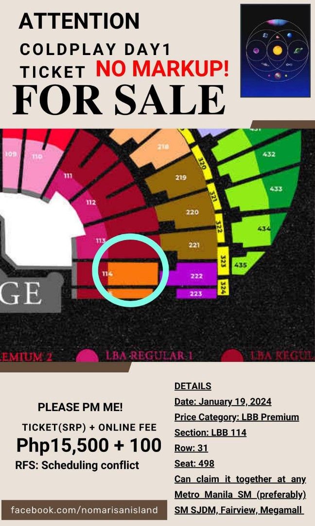 Coldplay LBB Premium Tickets - Day 1, Tickets & Vouchers, Event Tickets on Carousell