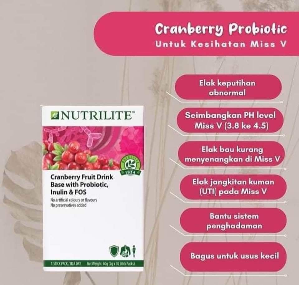 Cranberry Fruit Drink Base with Probiotic,Inulin dan FOS, Health & Nutrition, Health Supplements ...