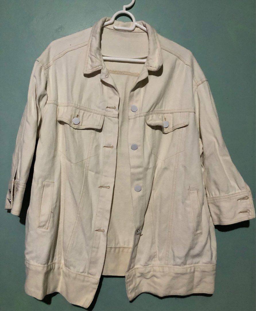 Cream denim jacket, Women's Fashion, Coats, Jackets and Outerwear on ...