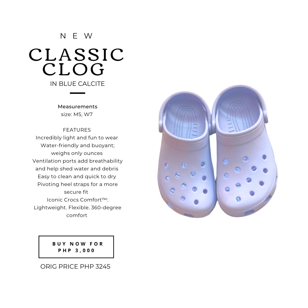 CROCS Classic Clog in Blue Calcite, Women's Fashion, Footwear, Slippers ...