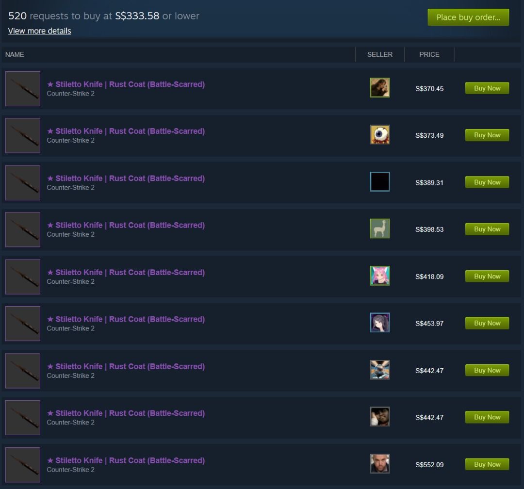 CS2 Stiletto Knife Rust Coat BS, Video Gaming, Gaming Accessories, In ...