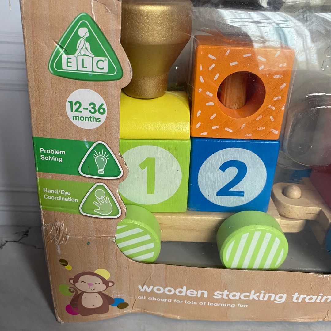 elc wooden stacking train, Bayi & Anak, Mainan & Baby Walker di Carousell