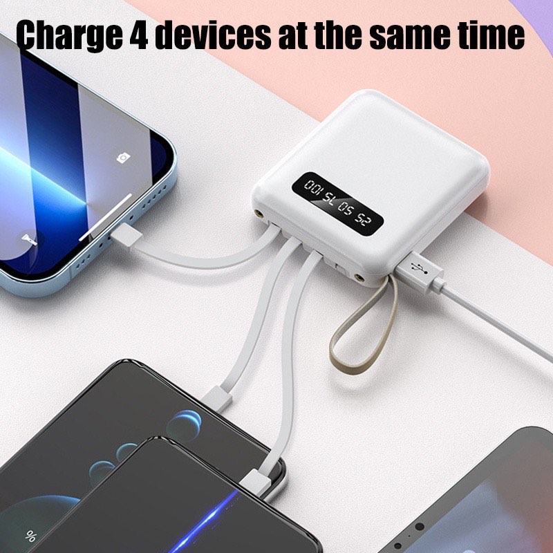 Fast Charging Power Bank Cable Powerbank 20000 Mah 4 in 1 (White ...