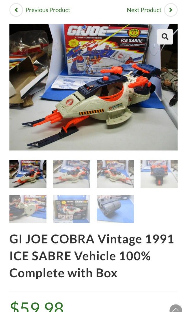 GI JOE Cobra Ice Sabre Vehicle Vintage 1990, Hobbies & Toys ...