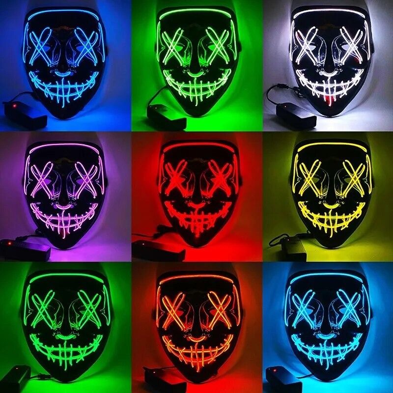 Halloween Neon Led Purge Mask Masque Masquerade Party Masks Light Grow ...
