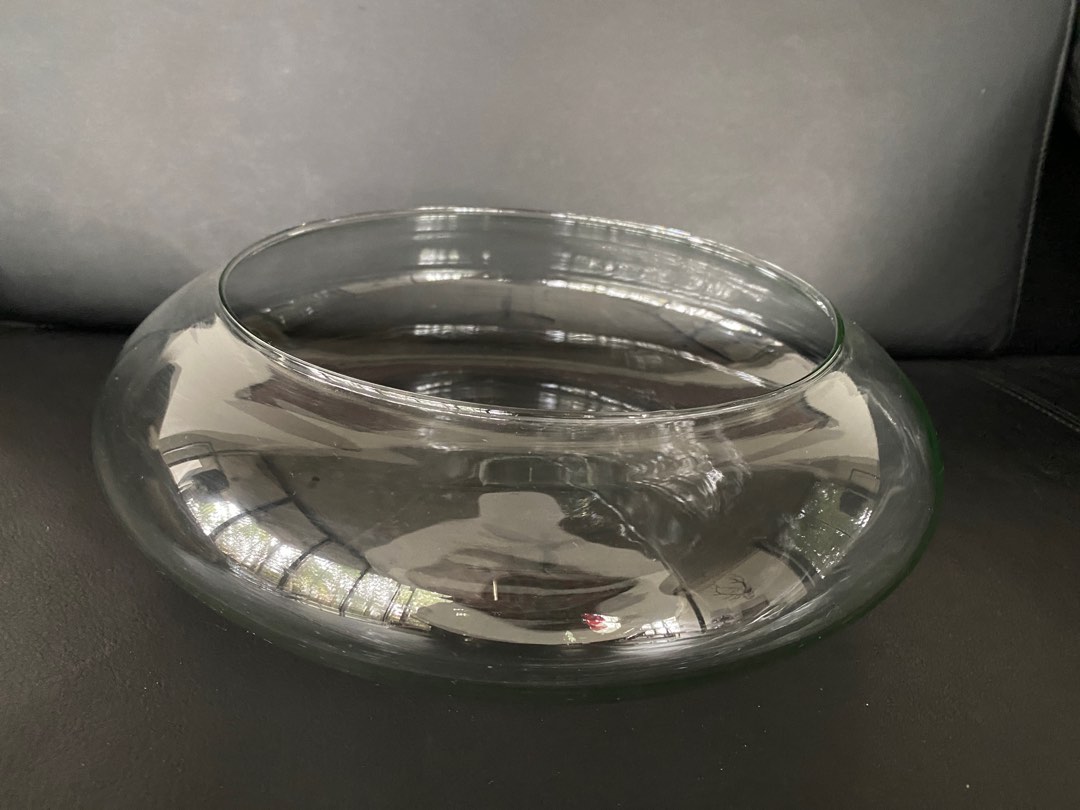 Wide-Rim Glass Bowl Vase by La Meditteranea. Recycled Glass Hand Made ...