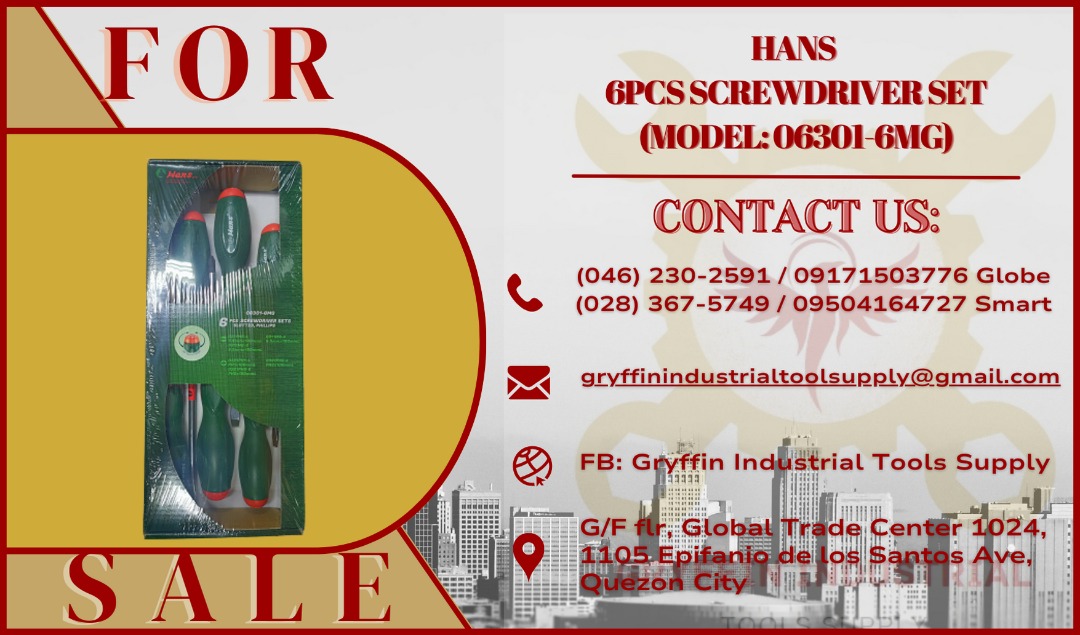 HANS 6Pcs Screwdriver Set (Model: 06301-6MG), Commercial & Industrial ...