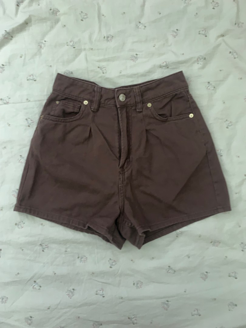 H&M brown denim shorts ( swipe to see try on ), Women's Fashion ...