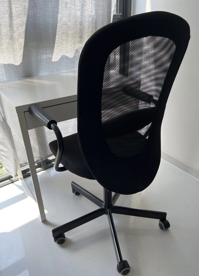 IKEA Micke Table and FLINTAN Chair with Armrests, Furniture & Home ...