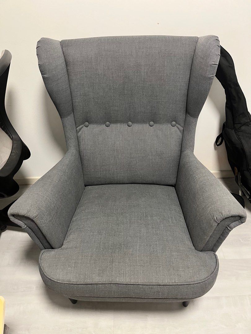 IKEA Strandmon Wing Chair (Dark grey), Furniture & Home Living ...