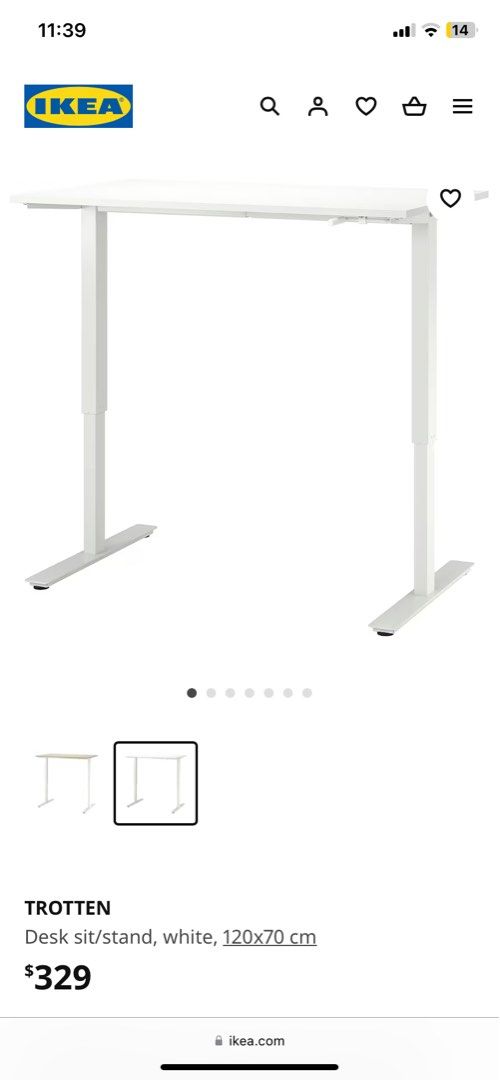 Ikea TROTTEN Desk (w/ Height Adjusting Arm), Furniture & Home Living ...