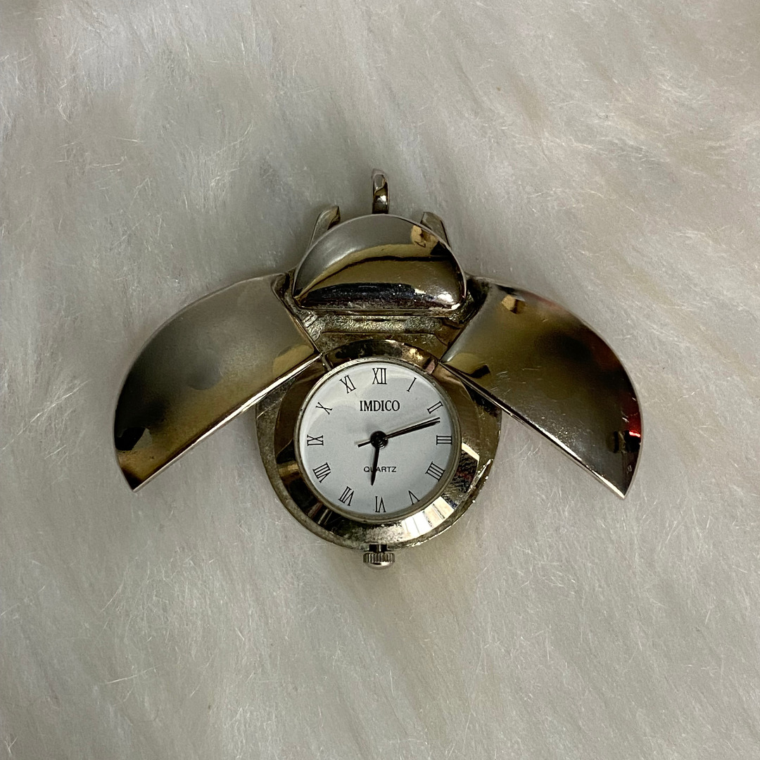 Imdico Silver Toen Beetle Pocket Watch Pendant, Women's Fashion ...