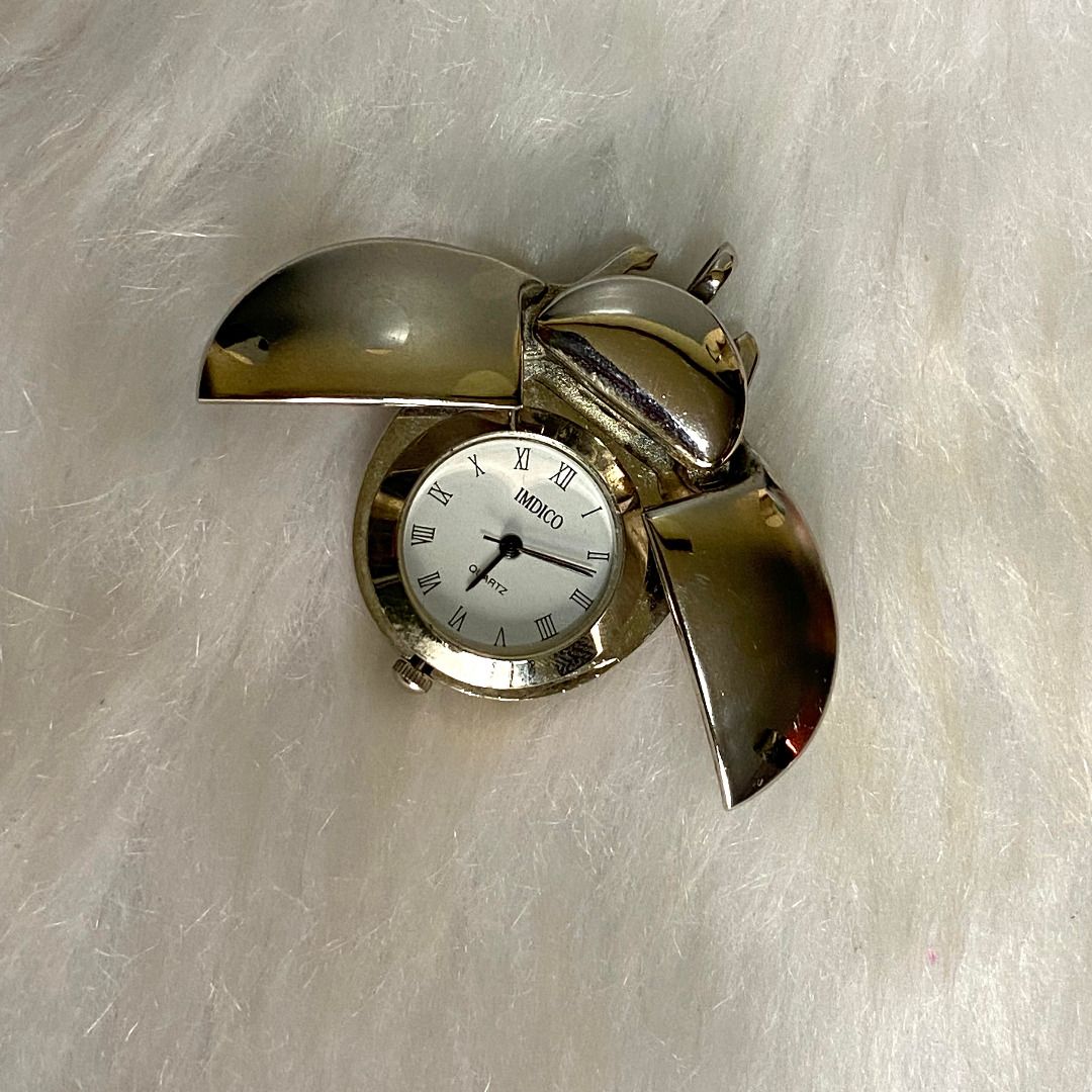 Imdico Silver Toen Beetle Pocket Watch Pendant, Women's Fashion ...
