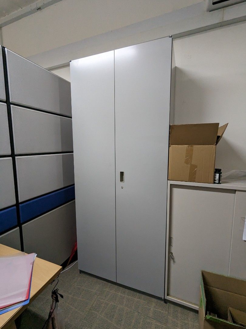 Itoki Full Height Swing Door Metal Cupboard - Light Grey, Furniture & Home Living, Furniture ...