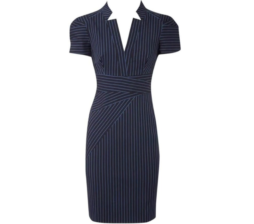 Karen Millen Pinstripe Work Black Dress Womens Fashion Dresses