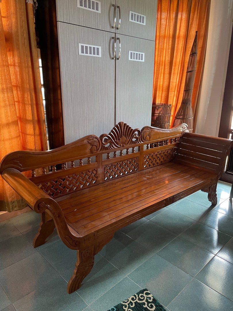 Kerusi Kayu 3 seater, Furniture & Home Living, Furniture, Chairs on ...