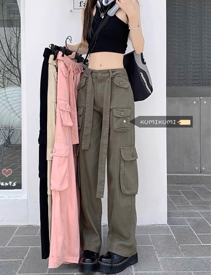 Korean Cargo Army Green Pants, Women's Fashion, Bottoms, Shorts on ...