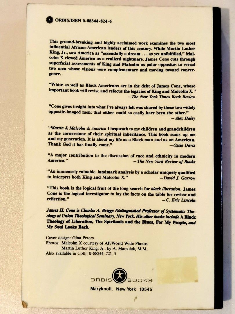 Martin and Malcolm A dream or a nightmare Book By James H Cone, Hobbies ...