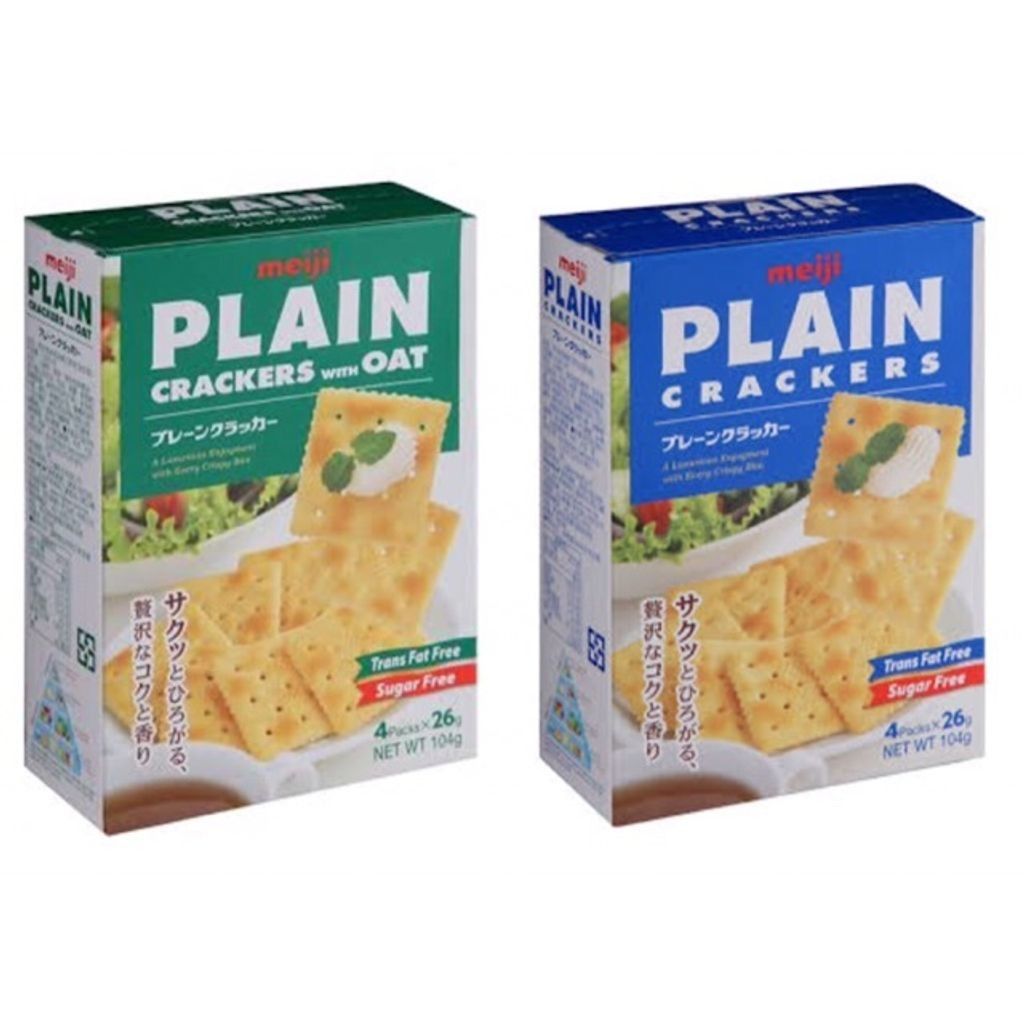 Meiji plain biscuit soda crackers with oats oat cracker individually ...