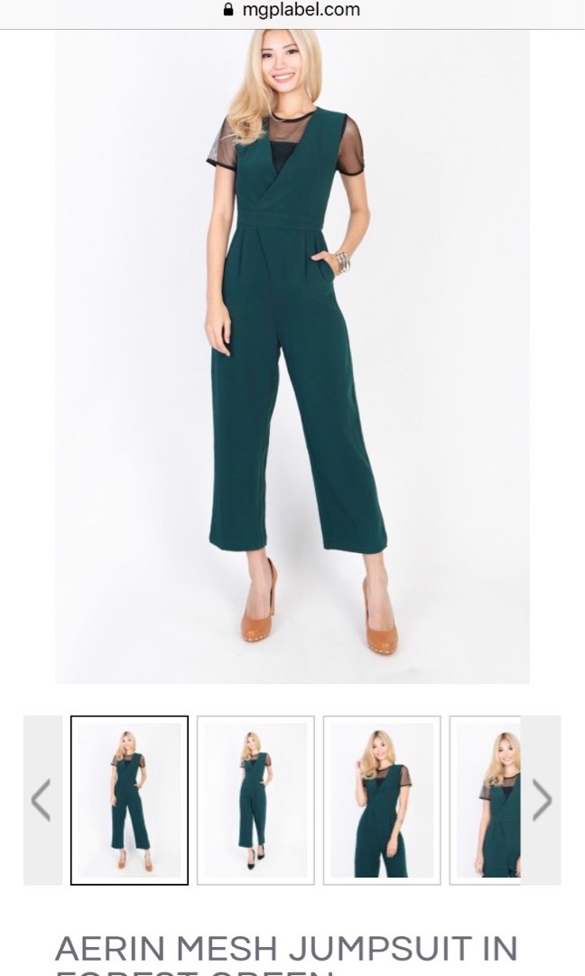 MGP Aerin green jumpsuit with black mesh, Women's Fashion, Dresses ...