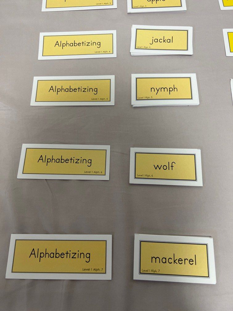 Montessori word study elementary cards to practice Alphabetizing ...