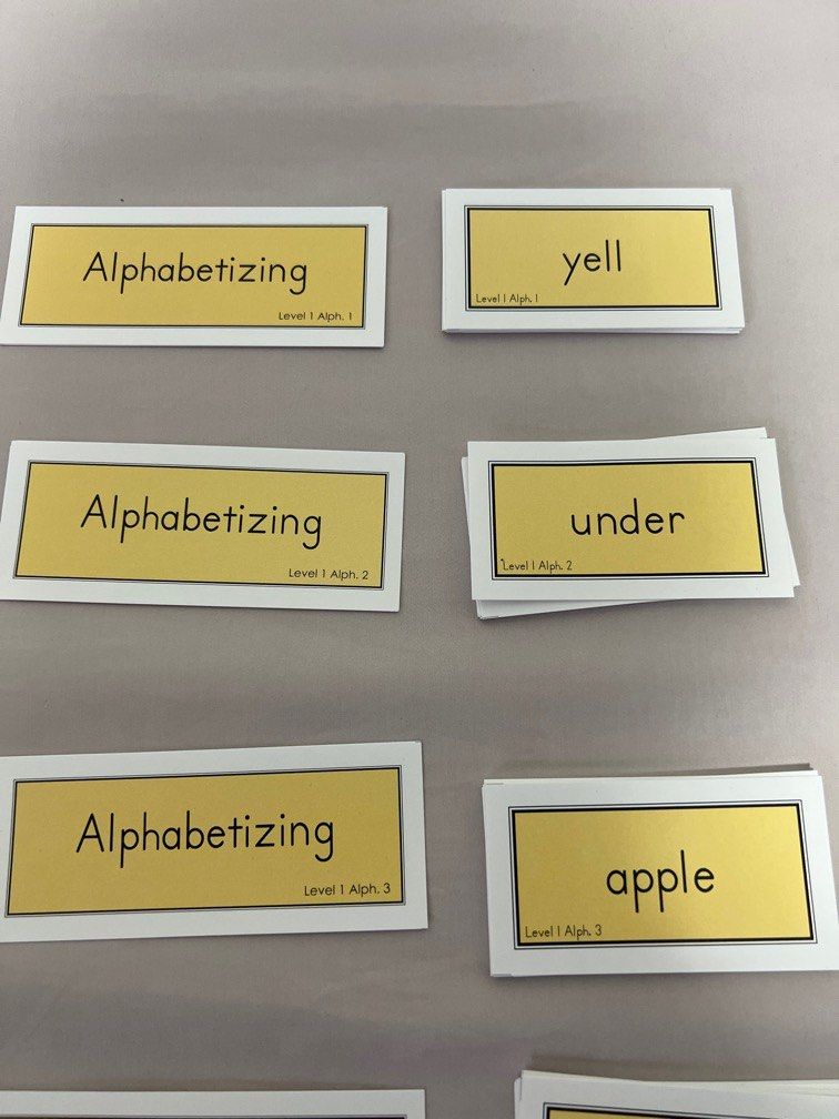 Montessori word study elementary cards to practice Alphabetizing ...