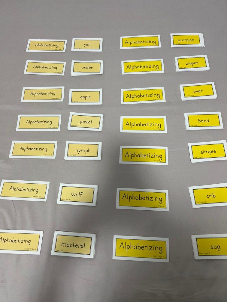 Montessori word study elementary cards to practice Alphabetizing ...