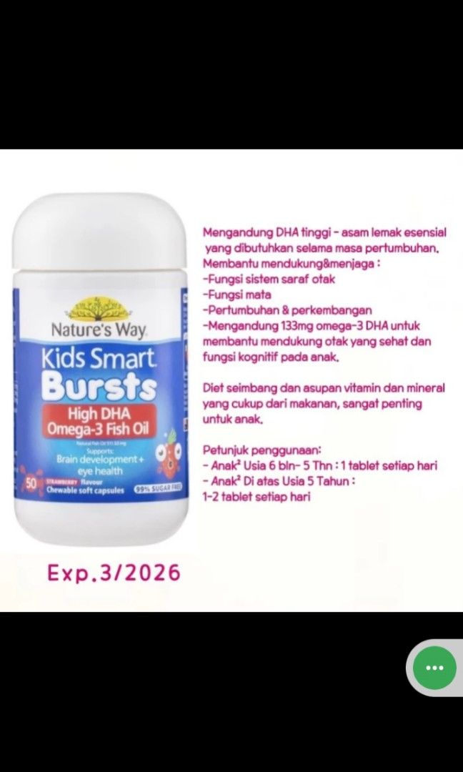 Nature Way Kids Smart DHA 300mg Triple Strength 50Soft Capsules-DHA Triple, Serba Serbi, Others ...