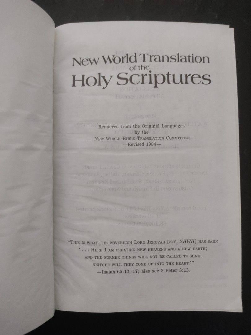 New World Translation of the Holy Scriptures (1984 Ed. Hardbound ...