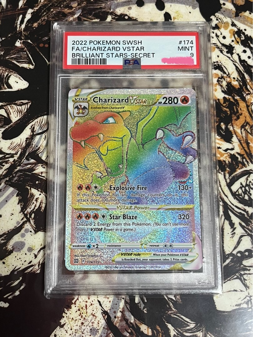 PTCG TCG Pokemon Card Charizard Brilliant Star Rainbow Rare Vstar V Star PSA 9 Graded Slab ...