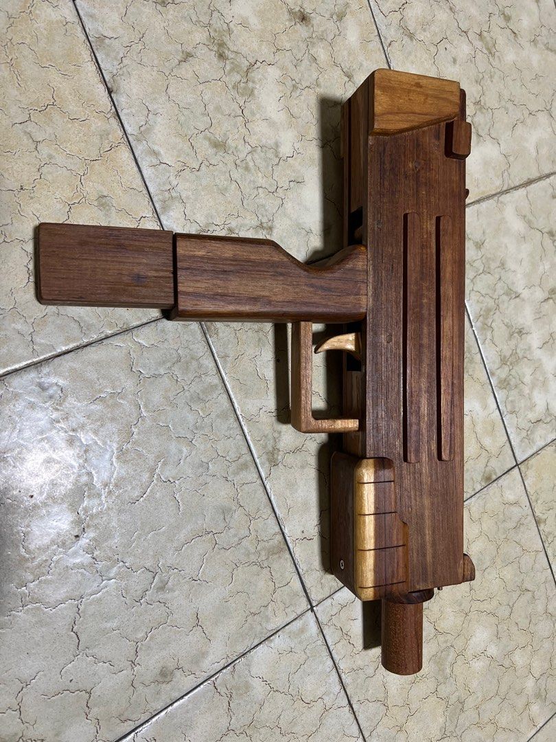 Rare Wooden SMG Mac 10 Toy Firing Rubber Band Gun, Hobbies & Toys, Toys ...