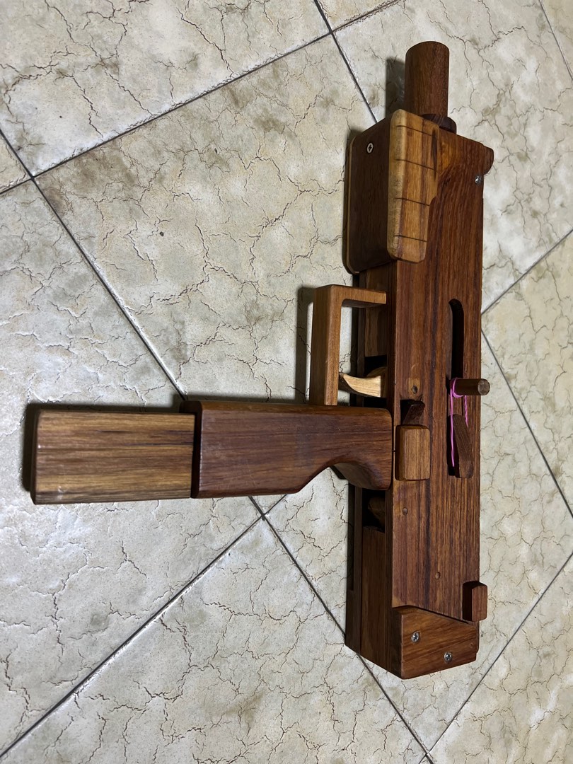 Rare Wooden SMG Mac 10 Toy Firing Rubber Band Gun, Hobbies & Toys, Toys ...