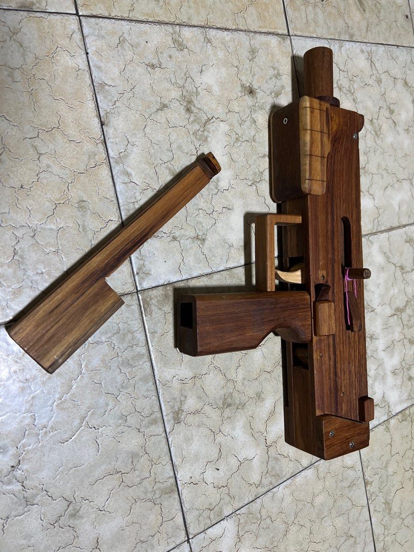 Rare Wooden SMG Mac 10 Toy Firing Rubber Band Gun, Hobbies & Toys, Toys ...