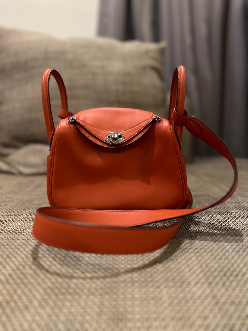 SALE! Hermes Mini Lindy Swift Leather Terre Battue Sesame with ...