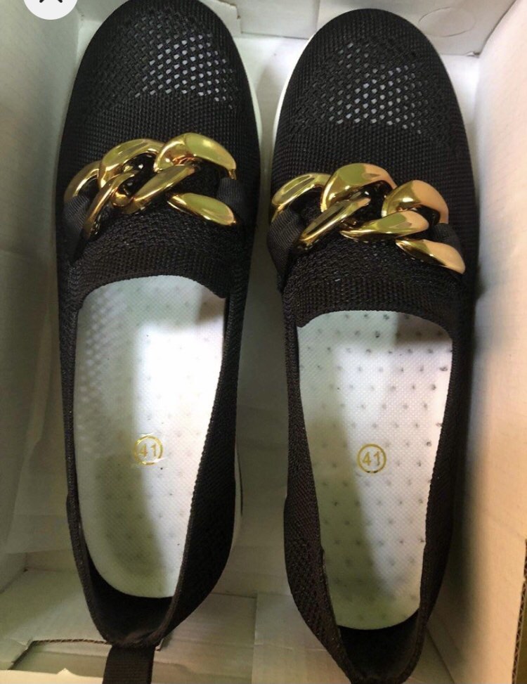 Shein Black gold chain shoes slip on, Women's Fashion, Footwear ...