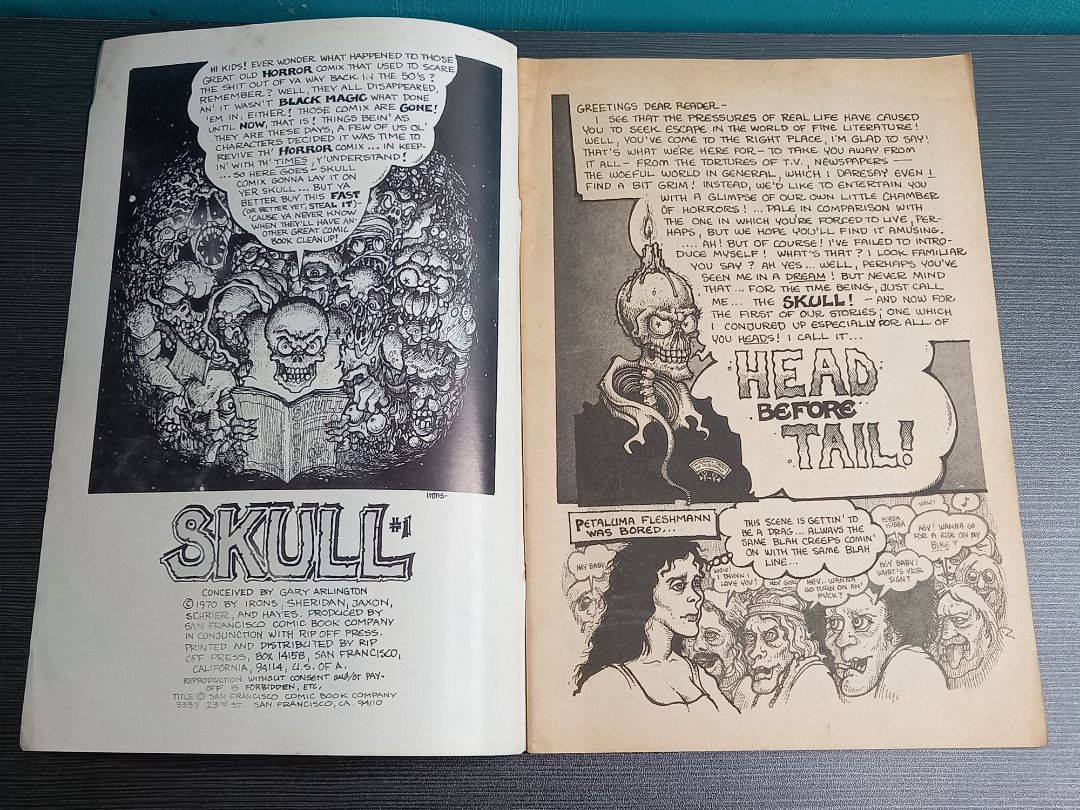 Skull Comics #1 Rip Off Press 1970 Adults Only Comics 2nd Printing ...
