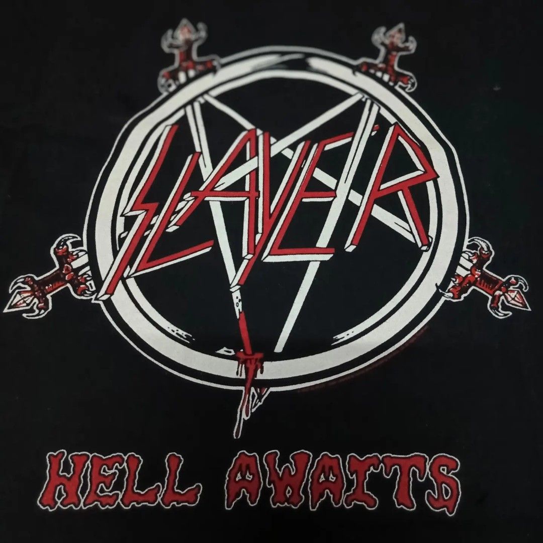 Slayer hell awaits tshirt, Men's Fashion, Activewear on Carousell